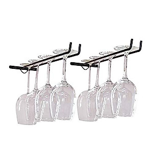 Stemware Wine Glass Rack Wall Mountable Heavy Duty Thick Wrought Exquisite bronze black powder coating 2 Rows 10.2 Inch Deep,Metal Storage Hanger for Kitchen or Bar