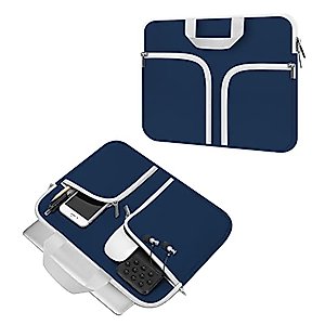 TsuiWah Chromebook Case 11.6-12.3 inch Laptop Sleeve Protective Cover Neoprene Computer Bag for 13 inch MacBook Air/Pro/HP Stream/Samsung/Surface X/7/6/5/4/3/Go 12.4" Chromebook with Handle, Navyblue