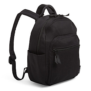 Vera Bradley womens Cotton Small Backpack Bookbag, Black - Recycled Cotton, One Size US
