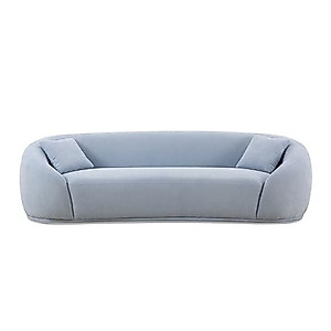 FANYE Stylish Curved Sofa Couch Comfortable Teddy Wool Upholstered Sofa&Couch for 4-5, Mid-Century Modern Living Room Sofá Oversized Beautiful Indoor Sofá&Couch, Easy to Assemble