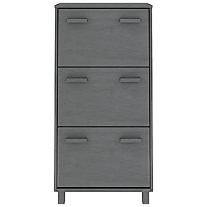 FAMIROSA 3 Flip Drawers Shoe Cabinet Solid Wood Pine, Wooden Freestanding Shoe Rack, Shoe Storage Cabinet for Entryway, Living Room, and Corridor 23.4"x13.8"x46.1" Dark Gray,Weight - 45.76 lbs