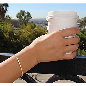 Dainty Gold Bar Bracelet for Women Simple Delicate 18K Gold Plated Chain Handmade Minimalist Jewelry