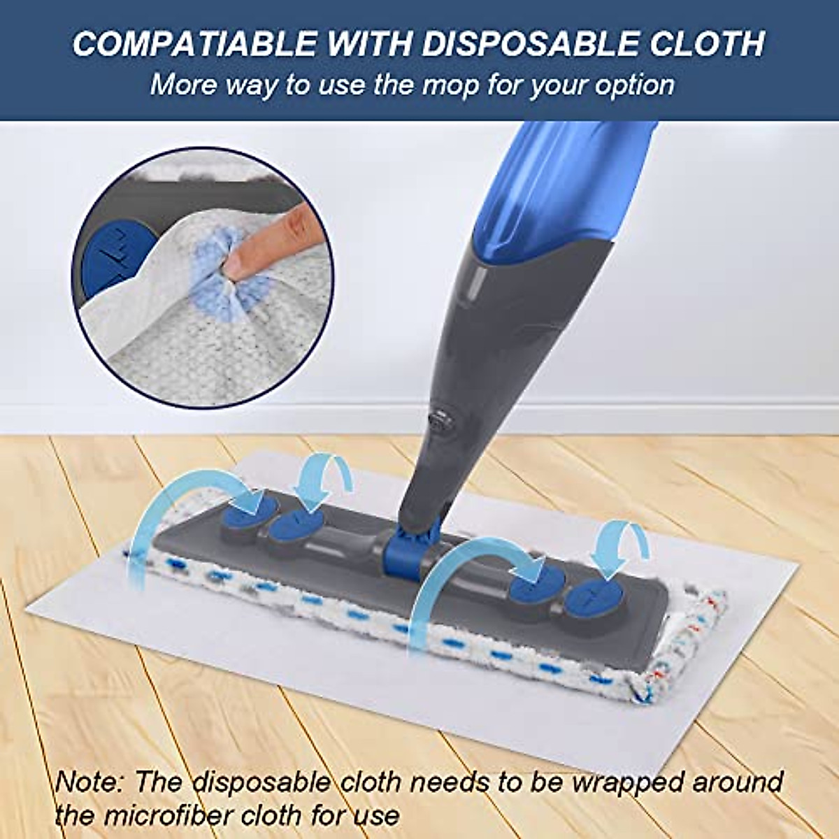 Microfiber Spray Mop for Floor Cleaning - Hardwood Floor Mop Dry Wet Dust Mop with 3 Washable Reusable Microfiber Pads 635ML Refillable Bottle, Kitchen Mop for Wood Laminate Hardwood Tile