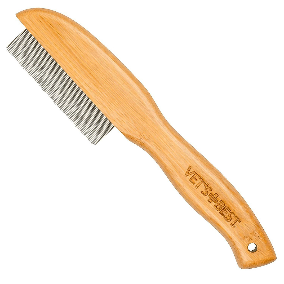 Vet's Best Flea Comb | Real Bamboo with Contour Grip Handle | for Dogs and Cats