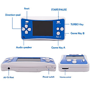Handheld Games for Kids Adults 2.5 Inch LCD Retro Games Console with 162 Classic Video Games Support AV Output, Electronic Travel Games Player for Birthday Xmas Gift (Blue with 152 Games)