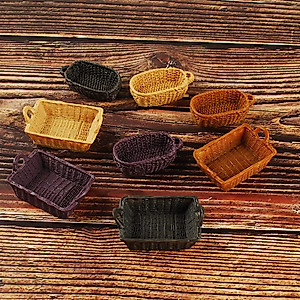 WFashion 8PCS 1/12 Mini Dollhouse Miniature Food Bread Basket Dollhouse Decoration Accessories…