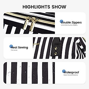 LOVEVOOK Laptop Backpack Women Teacher Backpack Nurse Bags, 15.6 Inch Womens Work Backpack Purse Waterproof Anti-theft Travel Back Pack with USB Charging Port (Black-Thick Stripe)