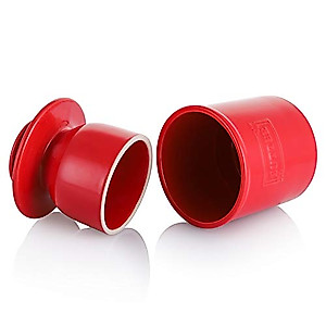 AVLA 2 Pack Ceramic Butter Crock, French Butter Dish with Water Line, Butter Keeper Butter Container for Countertop, Big Capacity, Red