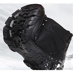 crazynekos Mens Winter Fashion Trekking Backpacking Snow Boots Water Resistant Shoes Non-Slip Fully Fur Lined Breathable Lightweight Hiking Boot (Khaki,8.5)