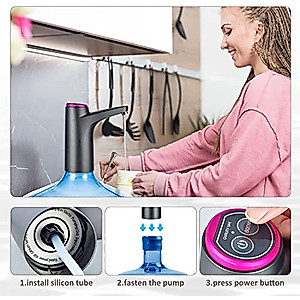 5 Gallon Water Dispenser with Double Button Pump, USB Charging & Large Capacity, Portable Drinking Pump for Universal Bottles (2-5 Gallon)