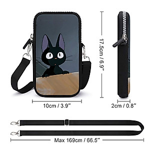Anime Funny Black Cat Crossbody Cell Phone Purse Bag Mini Cellphone Shoulder Bags Wallet For Women