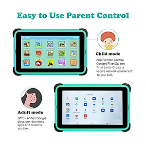 weelikeit Kids Tablet 7 inch, Android 11.0 Tablets for Kids, Toddler Tablet with GMS Certified,2GB RAM 32GB ROM, KIDOZ Pre-Installed,Parental Control,WiFi, Built in Proof Case and Stylus(Green)