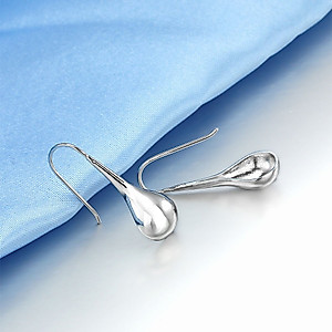 925 Sterling Silver Ear Needle With Teardrop & Waterdrop Earrings (Silver Waterdrop)