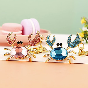 SEADEAR Diamond Crab Car Keychain Crab Keychain Crab Car Keychain Pendant Handbag Wallet Backpack Charm for Women Girls