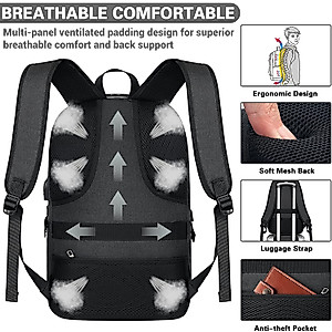 AMBOR Travel Laptop Backpack,17.3 inch Anti Theft Business Laptop Backpack with USB Charging Port and Headphone Interface , College School Backpack for Men & Women,Black