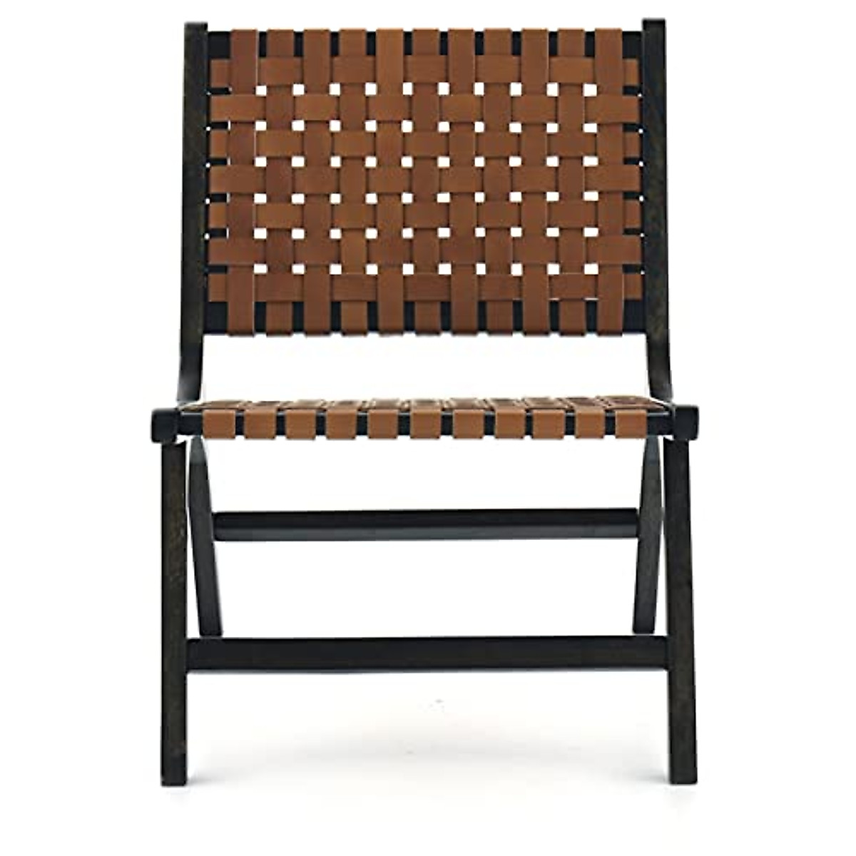 Signature Design by Ashley Fayme Mid Century Modern Leather Accent Chair, Brown & Black