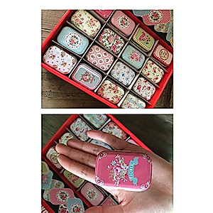 Ximimark 4Pcs Mini Flower Tin Trinket Jewelry Coin Box Tinplate Storage Case Small Rectangular