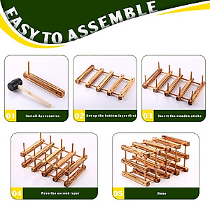 Kigley 4 Packs 48 Bottles Wine Racks Wood Stackable Modular Wine Holder Freestanding Modular Wine Bottle Storage Display Shelf Wood Wine Bottle Holder for Kitchen Bar Pantry Cellar (Brown)