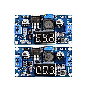 2 Pcs LM2596s DC Buck Converter, MELIFE Adjustable DC to DC Step-Down Voltage Regulator Power Module 36V 24V 12V to 5V 2A Voltage Stabilizer with LED Display