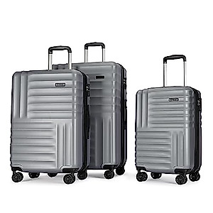 PRIMICIA GinzaTravel 3-Piece Luggage Sets Expandable Suitcases with 4 Wheels PC+ABS Durable Hardside Luggage sets TSA lock(Dark Gray, 3-Piece Set(20"/25"/29"))