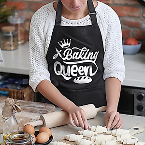 Rosaritha Aprons for Women with Pockets Funny Aprons Baking Queen, Kitchen Cooking Chef Apron Gifts for Mother's Day, Birthday, Mom Wife Grandma Girlfriend Her