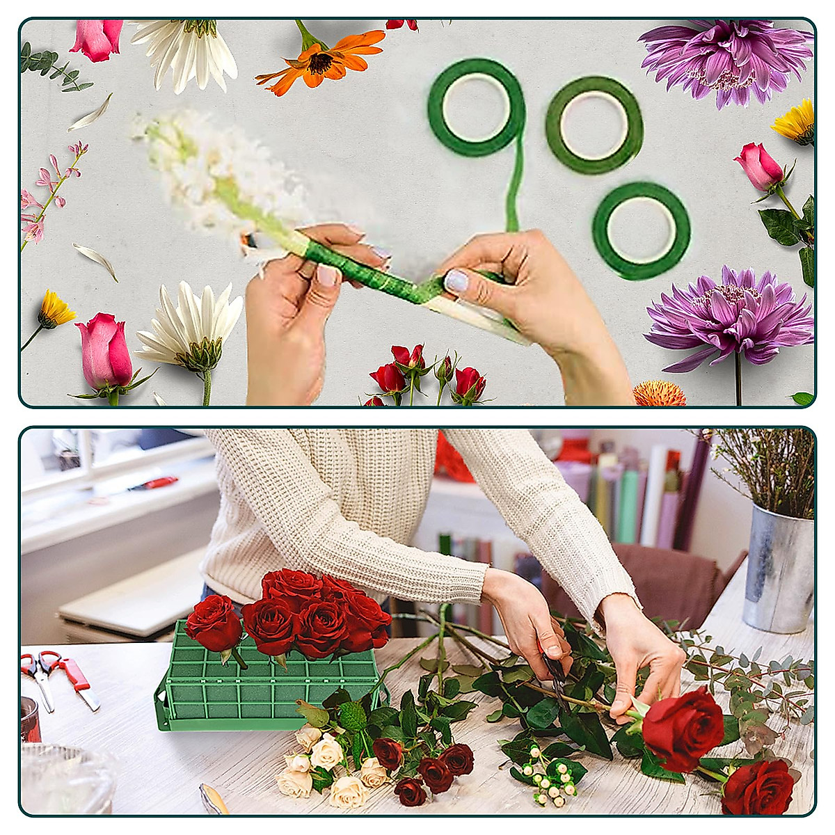 Floral Foam Cage, 3 Pack Floral Foam Blocks for Fresh Flower, Flower Holder with Floral Foam, Cage Bowl Flower Foam for Artificial Flower Arrangement, and Wedding Holiday Decorations