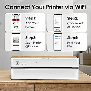 iDPRT Thermal Printer, Wireless Printer Inkless HD Printing in 3S, 100 Paper Loading, Auto Cutting, Compact Design, Support 8.26" X 11.69" A4 Thermal Paper, Small Printer for Home Use, Office