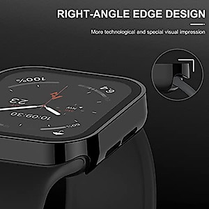 Adepoy 2 Pack Hard Case Compatible with Apple Watch 45mm Series 9 Series 8 Series 7 with Tempered Glass Screen Protector, Black Ultra-Thin Durable Protective Cover for iWatch