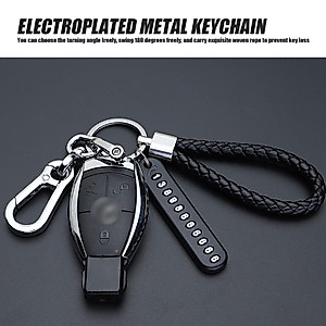 Hawyet 1 PC Car Keychain, Anti-lost Number Card Braided Rope Organizer with Horseshoe Buckle, Universal for Most Car (Black)