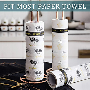 Paper Towel Holder Akamino Standing Paper Towel Roll Rack with Weighted Base for Kitchen Countertop Dining Room Table, Rose Gold