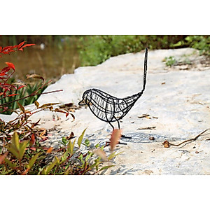 Yardwe Metal Iron Wire Bird Figurines Creative Animal Collectible Statue Sculpture Desktop Ornament for Home Office Garden Decoration (Black)
