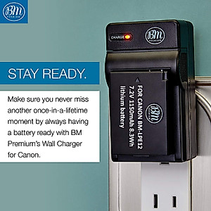 BM Premium LP-E12 Battery and Charger Kit for Canon EOS-M, EOS M2, EOS M10, EOS M50, EOS M50 Mark II, EOS M100, EOS M200, SX70 HS, Rebel SL1 Cameras