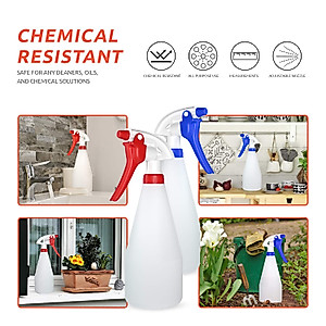 Faimikit 32oz Plastic Spray Bottles, Empty and Reusable for Cleaning Solutions, Water, Auto Detailing, or Bathroom and Kitchen, Commercial and Residential, 4 Pack (Red/Blue)