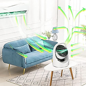 igogoi Air Circulator Fan，Rechargeable Desk Fan Small Oscillating Cordless Fan，Vortex Fan with LED Light 4 Speeds USB Powered Quiet Portable Table Fan for Home Office Bedroom