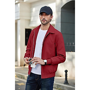 COOFANDY Men's Laydown Collar Golf Jacket Lightweight Slim Fit Sportswear Jacket Casual Bomber Jacket Casual Jackets