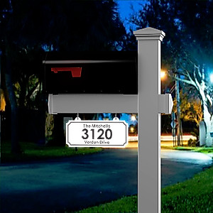 4Ever Products The Jackson Complete Mailbox System - Vinyl/PVC Post (includes Mailbox) Decorative Curbside Postal Solution with Classic Traditional Style and Hanging Address Plate (White Mailbox)