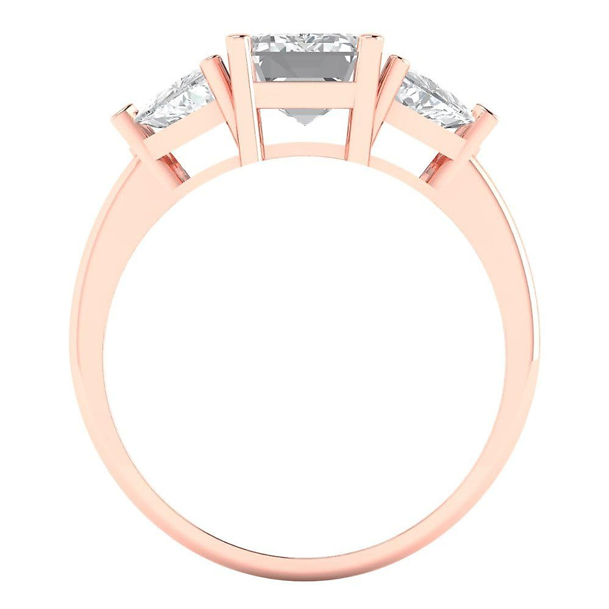 2.94ct Emerald cut 3 stone Solitaire Stunning Moissanite Designer Wedding Bridal art deco Anniversary Ring 14k Rose Gold 7