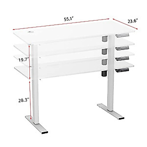 soges Electric Standing Desk Height Adjustable Computer Desk Sit Stand Desk Home Office Desks White Standing Desk, 55 Inch Large Standing Desk, White
