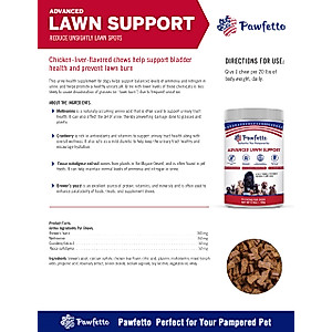 Pawfetto Advanced Lawn Support Supplement for Dogs, with Cranberry, Amino Acids, and Brewer’s Yeast, Easily Digestible, Chicken Liver Flavor, Perfect for Your Pampered Pet (70 Dog Chews)