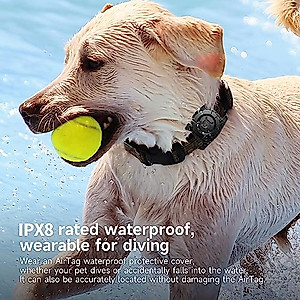 Waterproof Airtag Dog Collar Holder Airtag Case for Dog Collar TPU & Silicone Full Body Covered Anti-Lost Apple Air Tag Collar Holder Protective Airtag Case for Pet Collar Backpack（1 Pack）