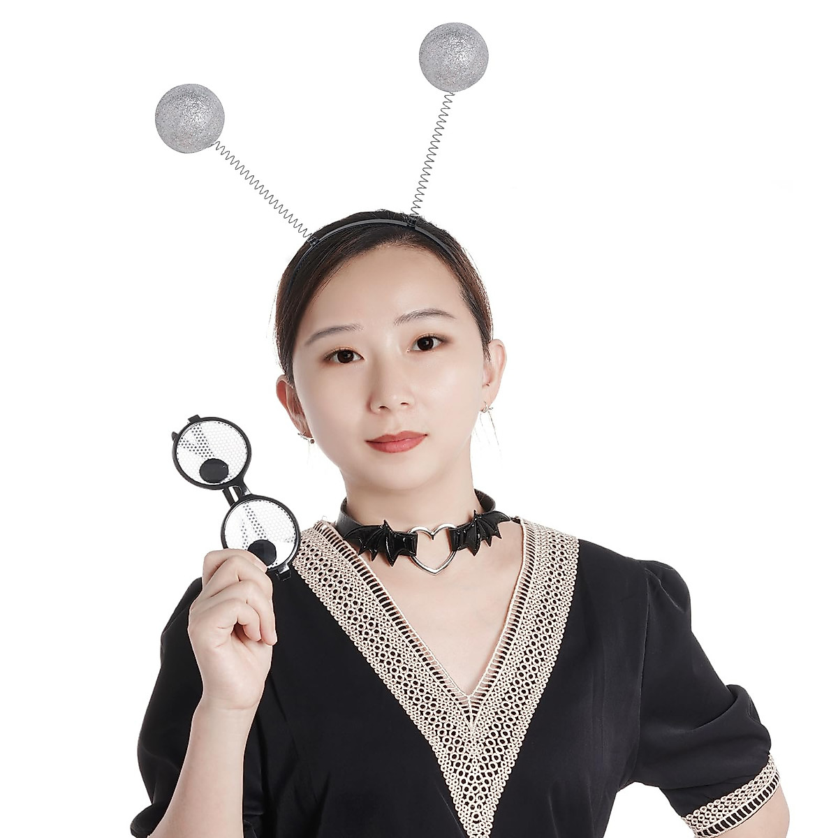 jiebor 20Pcs Alien Headband Martian Antennas Headband Space Costume Accessories for Party Women Silver Green