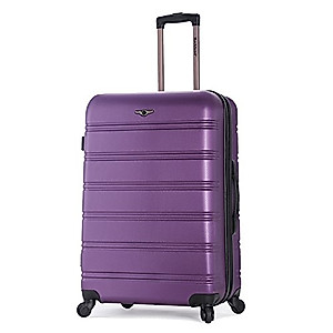Rockland Melbourne Hardside Expandable Spinner Wheel Luggage, Purple, Checked-Medium 24-Inch