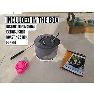 Davis&Company Concrete Tabletop Fire Pit - Bundle Kit - Isopropyl Fire Pit, with Roasting Sticks, Mini Personal Fireplace for Indoor & Patio - Ethanol Fuel, with Portable Fuel Funnel