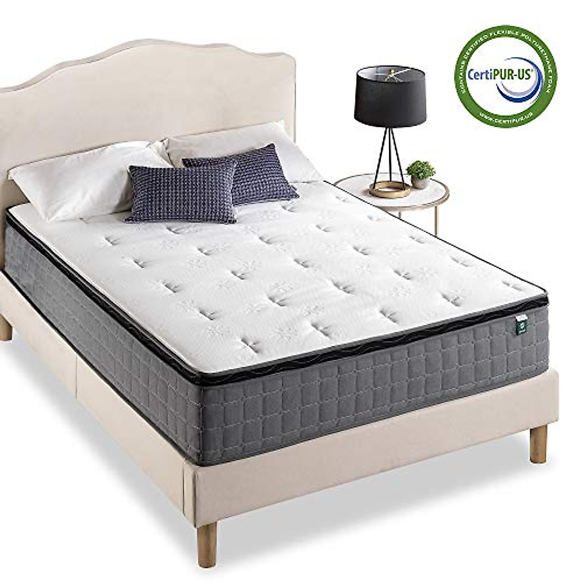 ZINUS 12 Inch Cool Touch Comfort Gel-Infused Hybrid Mattress, Full, Pocket Innersprings for Motion Isolation, Mattress in A Box