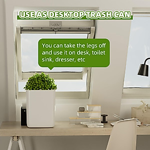 TODAYGO Nordic Trash Can with Plant Styled Lid, 2.6Gal/10L Small Bathroom Trash Can Dog Proof, Decorative Modern Plastic Waste Basket for Office, Study Room, Outside Pet Waste Container,Cream White