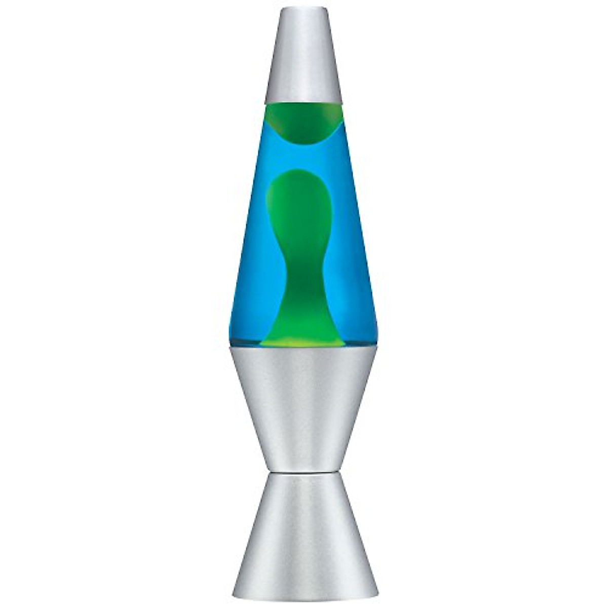 Lava Lite 2124 the Original 14.5-Inch Silver Base Lamp with Yellow Wax in Blue Liquid