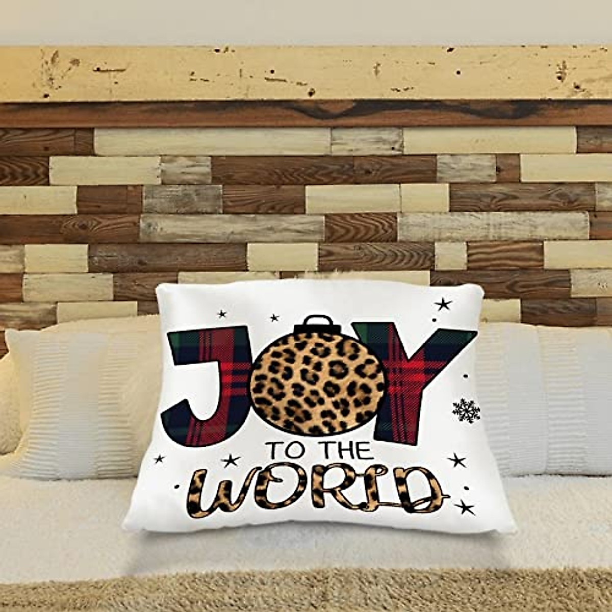 Joy to The World Decorative Throw Pillows for Couch 18x18 Winter Snowman Snowflakes Modern Cooling Silk Pillow Shams for Sofa Bedroom Car Couch Zippered Thanksgiving Gifts