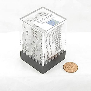 White Cirrus Dice with Black Hearts D6 16mm (5/8in) Pack of 12 Wondertrail