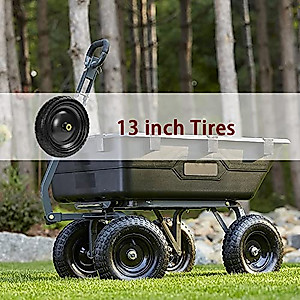 Parts Camp Gorilla Cart Wheels 13-Inch gorilla cart tires replacement 4.00-6 Flat-free Solid Tire and Wheel For Hand Trucks/Garden Carts/Wheelbarrow/Dolly-5/8"Axle Borehole 2.1"Hub offset (2 Pack)