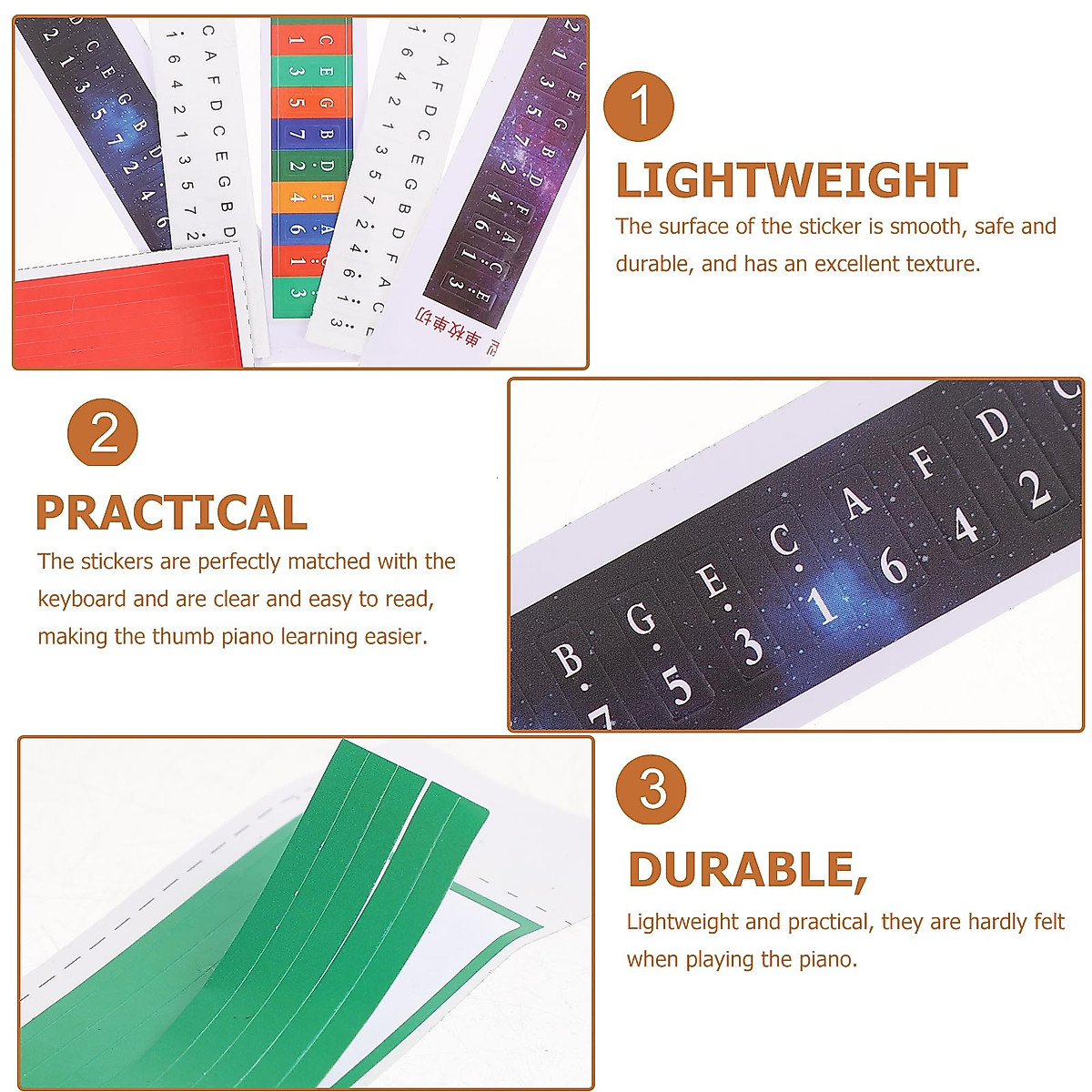 5 Sets Kalimba Note Stickers Thumb Piano Note Sticker 17 Keys Finger Instrument Training Note Decoration Sign for Starter Beginner (Random Style)